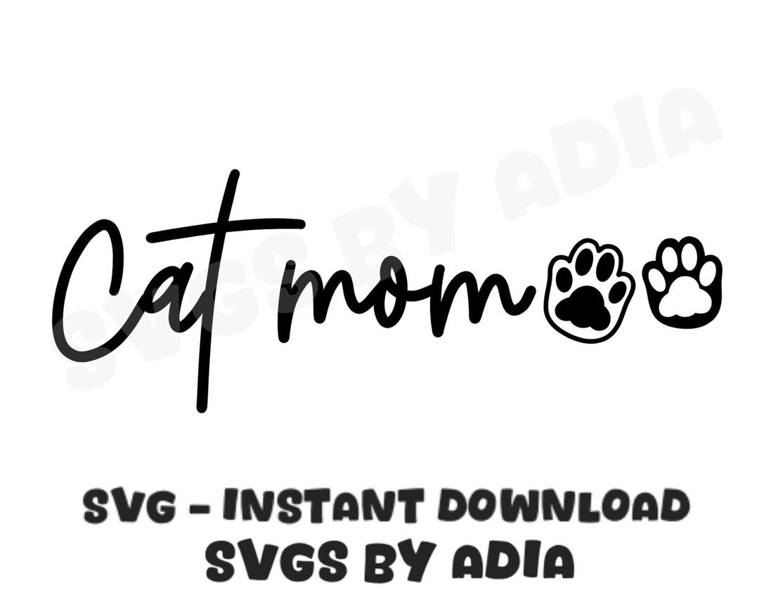 Cat Mom Cursive Paw Print SVG File, Cute Trendy File for Cricut - Etsy