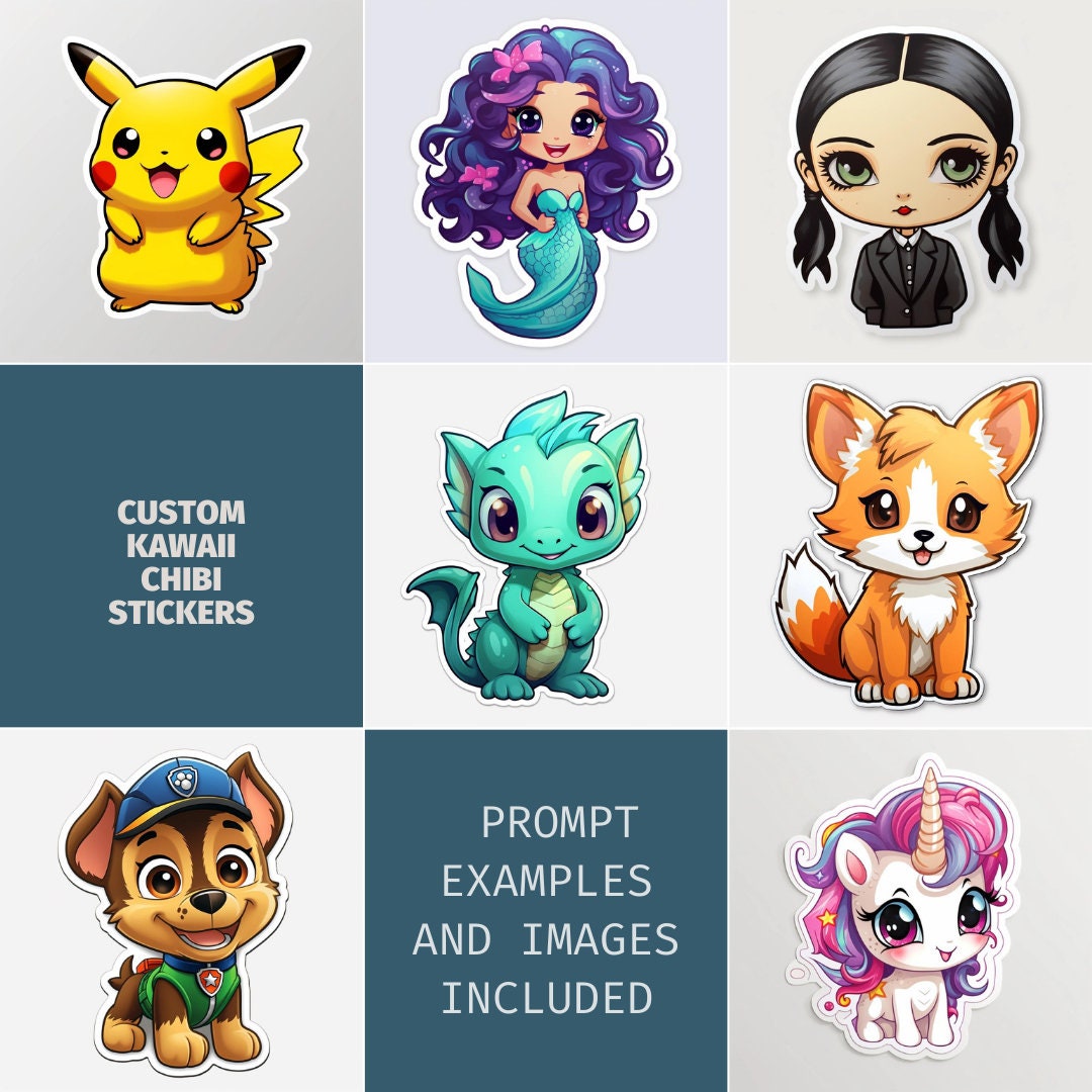 Midjourney Promptimages: Custom Kawaii Chibi Stickers, Cute ...