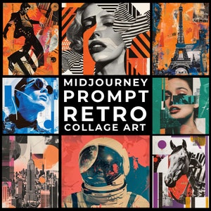 Midjourney Prompt+images: 1960s Postmodern Collage Poster, Custom Retro ...