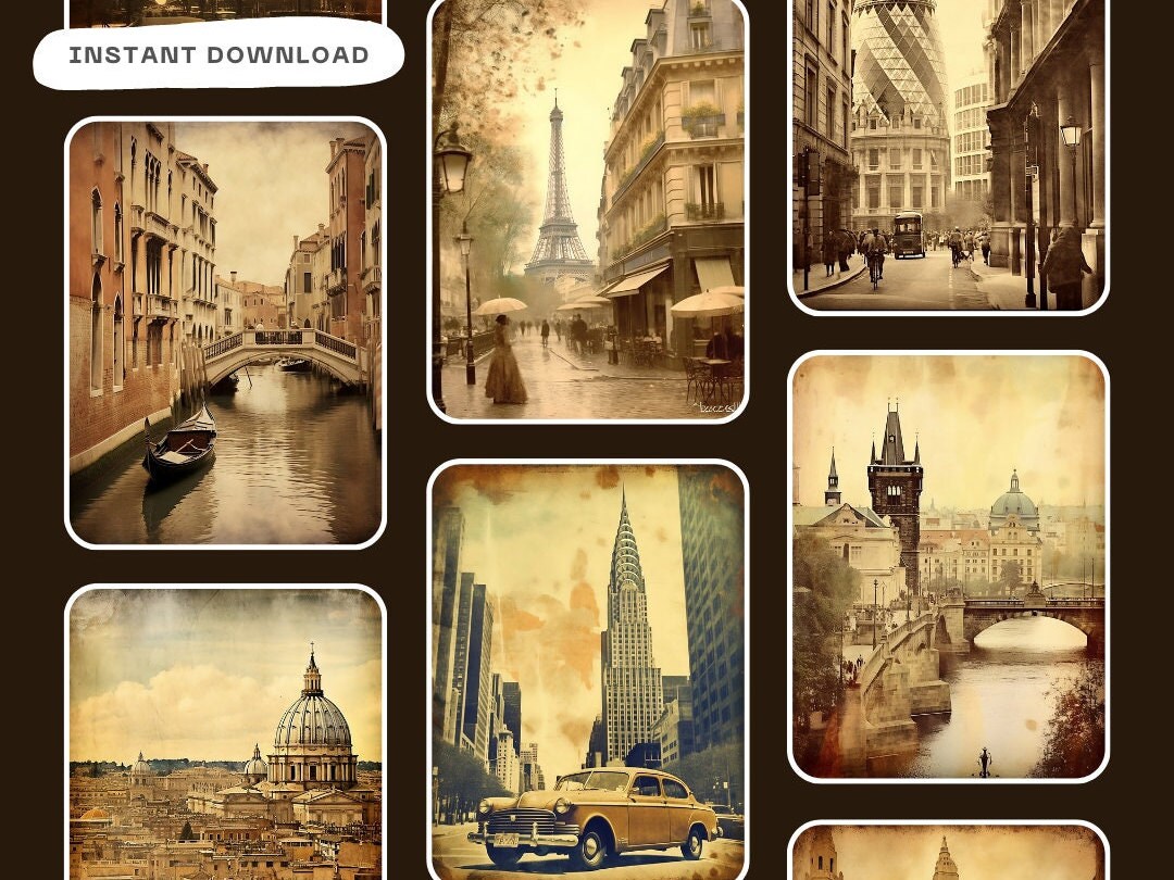 Set of 9 Vintage Posters for Instant Download | Nostalgic Art Prints ...
