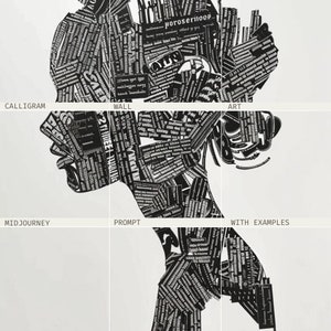 Midjourney Prompt+images: Calligram Wall Art, Word Art Portrait, Custom Wall Art, Home Modern ...