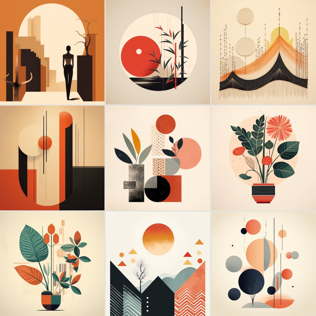 Midjourney Promptimages: Mid-century Modern Hand-drawn - Etsy