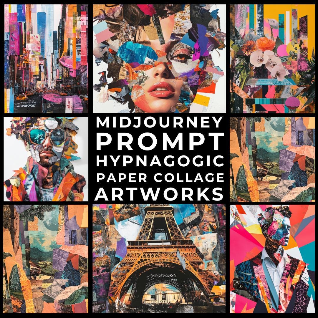 Midjourney Prompts+images: Hypnagogic Abstract Maximalist Paper Collage ...