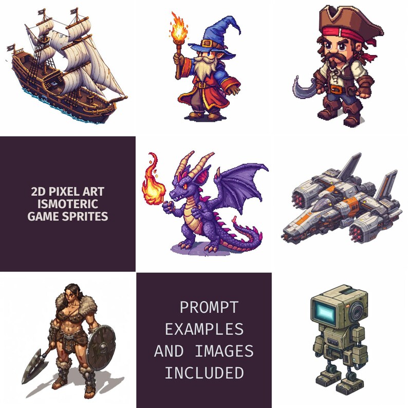 Midjourney Promptsimages: 2D Isometric Pixel Art Sprites, Unique Game ...