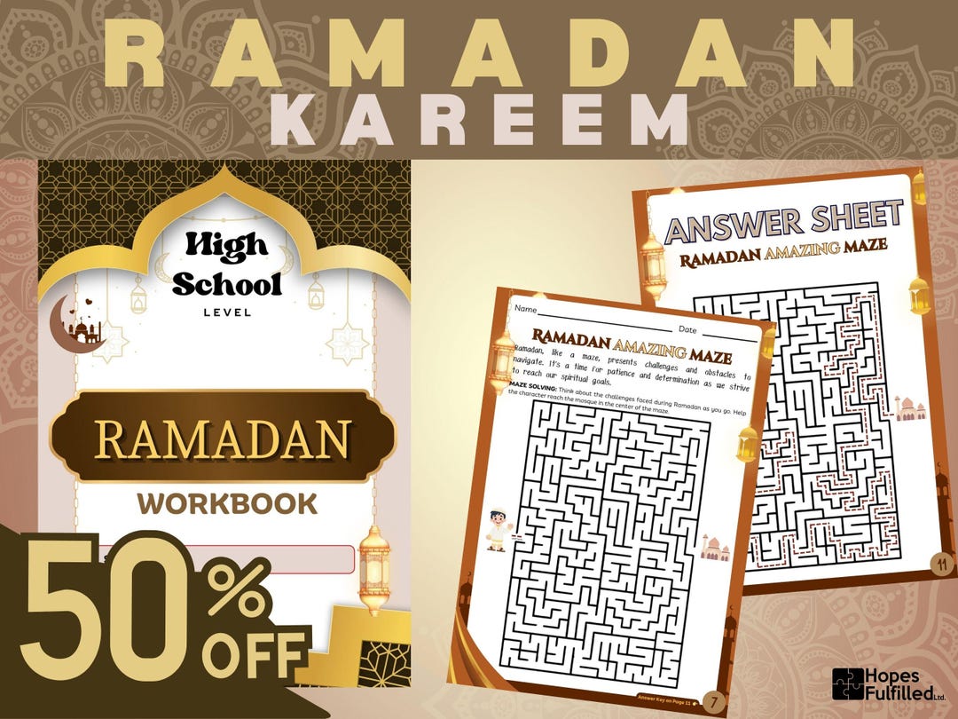 RAMADAN WORKBOOK for High-school, Ramadan Activity Book Printable ...