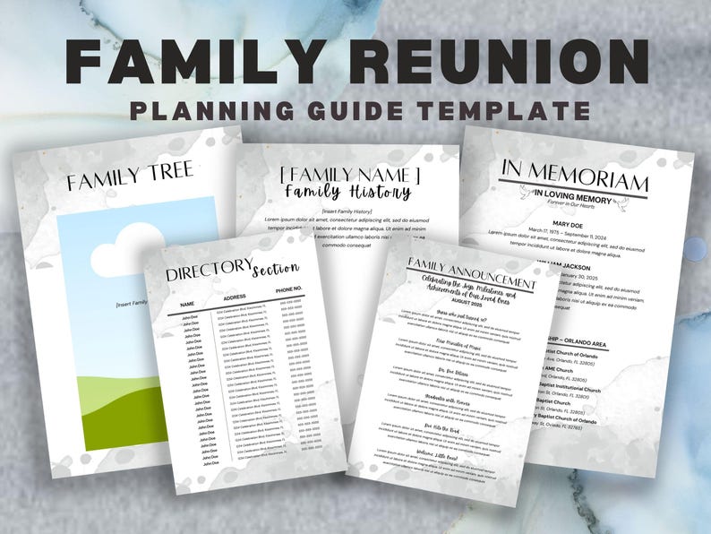 Editable Family Reunion Program Template: Keepsake Booklet (digital ...