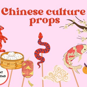 29 Chinese Culture Props, Printable Photobooth Props, Party Props, Cake ...
