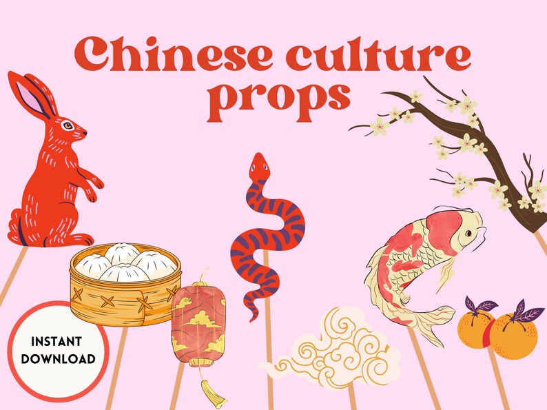 29 Chinese Culture Props, Printable Photobooth Props, Party Props, Cake ...