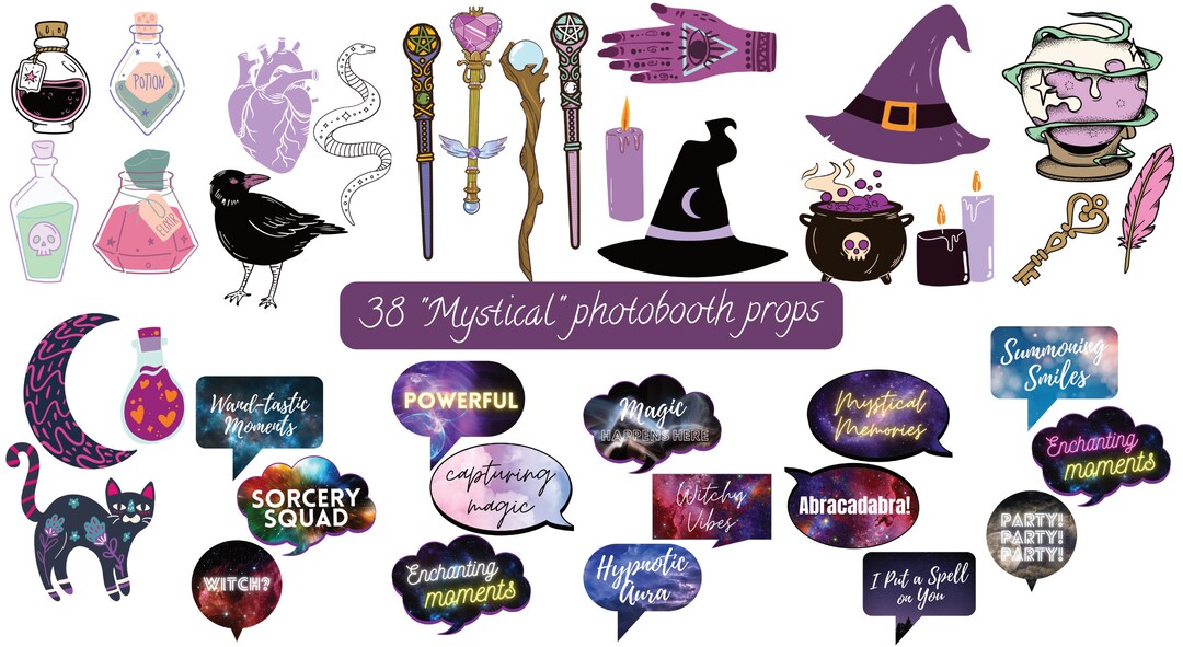 38 mystical Photobooth Props, Printable Photobooth Props, Party Props ...