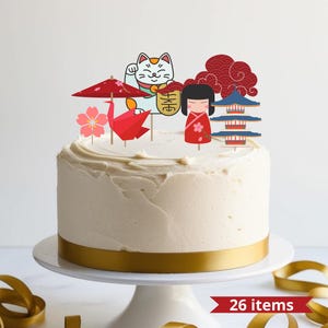 Japan Culture Decoration Printable Photobooth Props Cake Topper ...