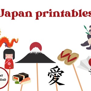 Japan Culture Decoration Printable Photobooth Props Cake Topper ...