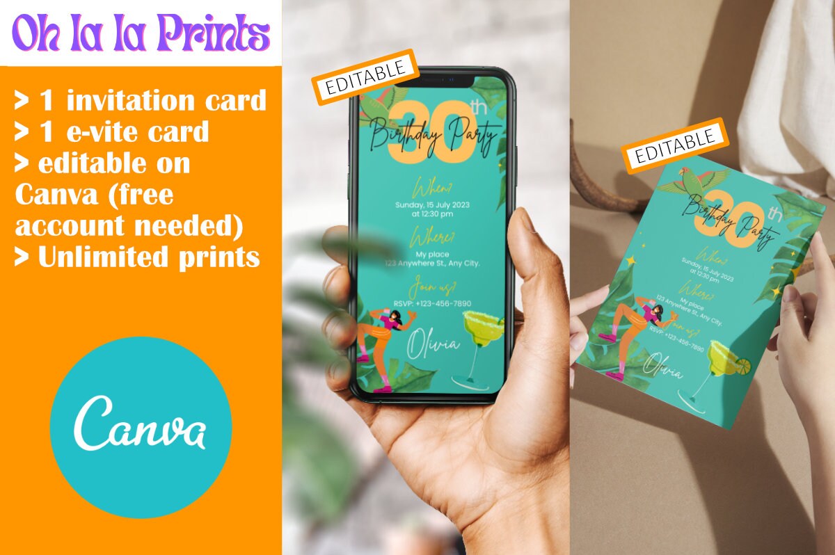 Tropical Birthday Party Bundle, Printable Birthday Pack, Printable ...