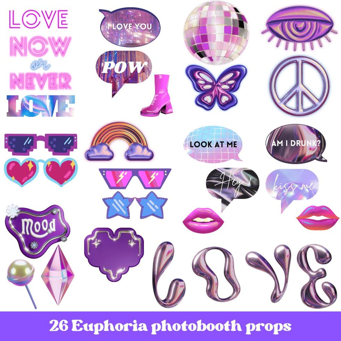 Euphoria Birthday Photobooth Props Euphoria Printable Party Props ...