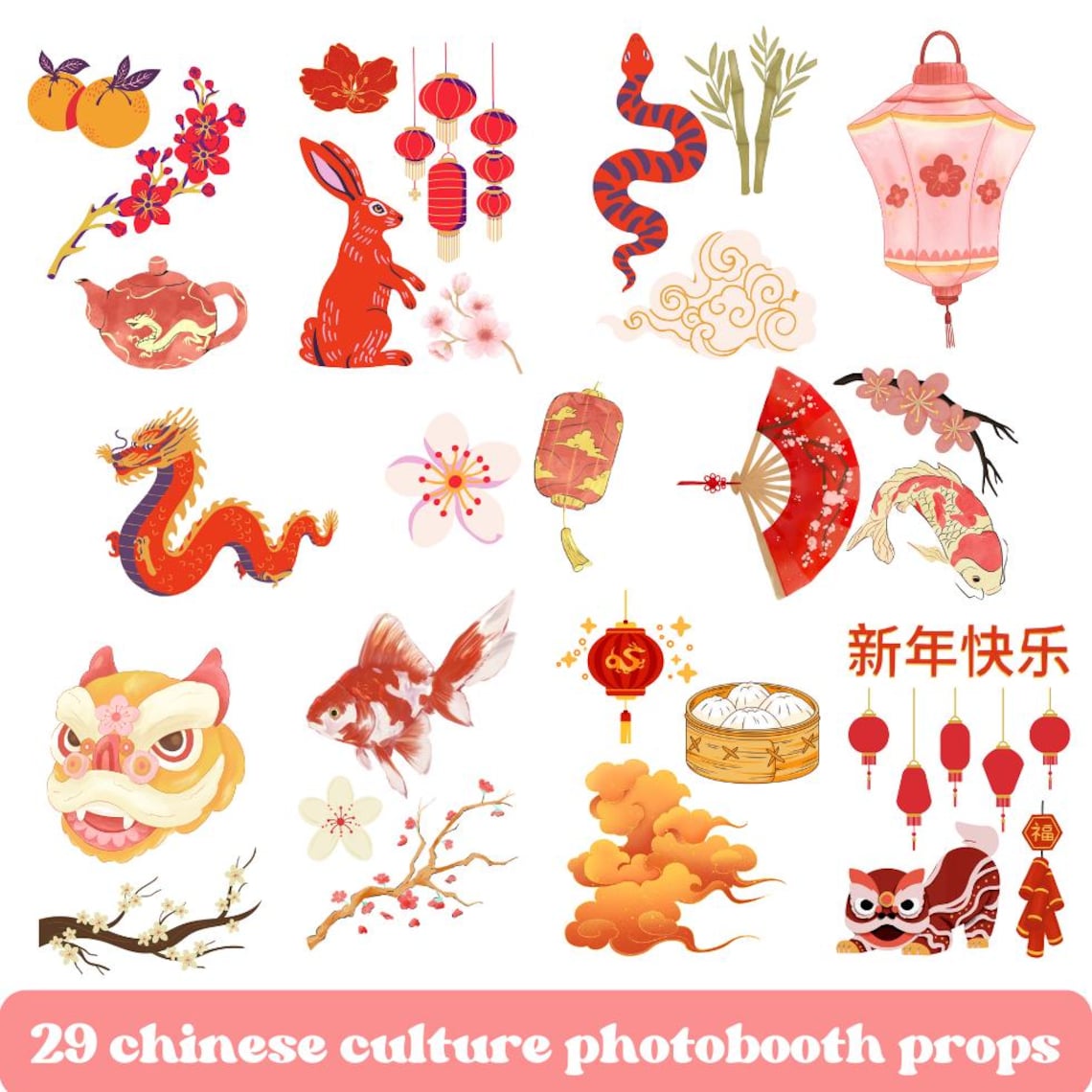 29 Chinese Culture Props, Printable Photobooth Props, Party Props, Cake ...