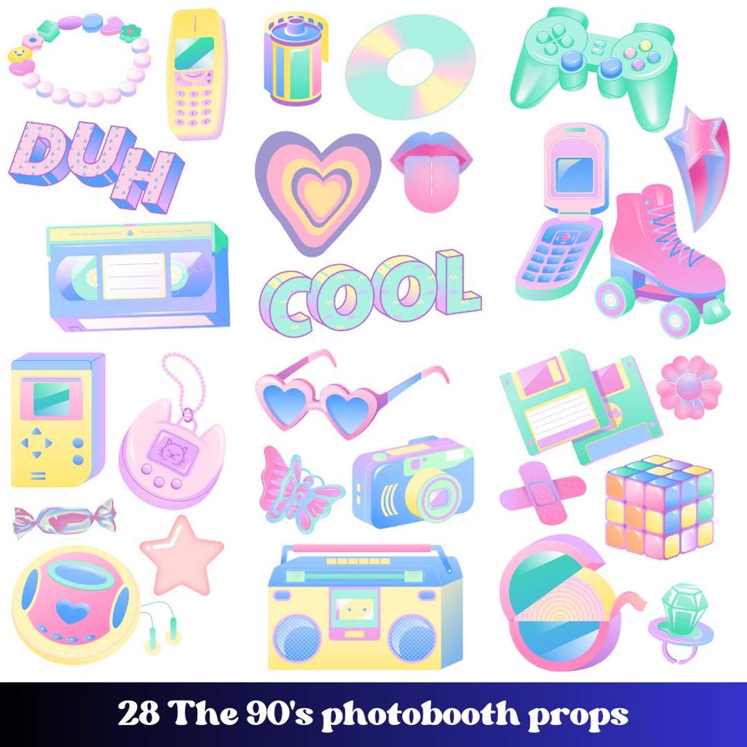 The 90's Photobooth Props, Printable Party Props, DIY Birthday Props ...