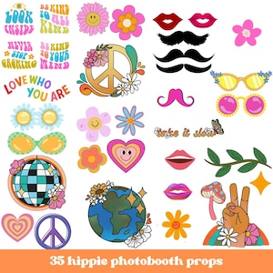 Hippie Photobooth Props, Printable Photobooth Props, Groovy Party Props ...