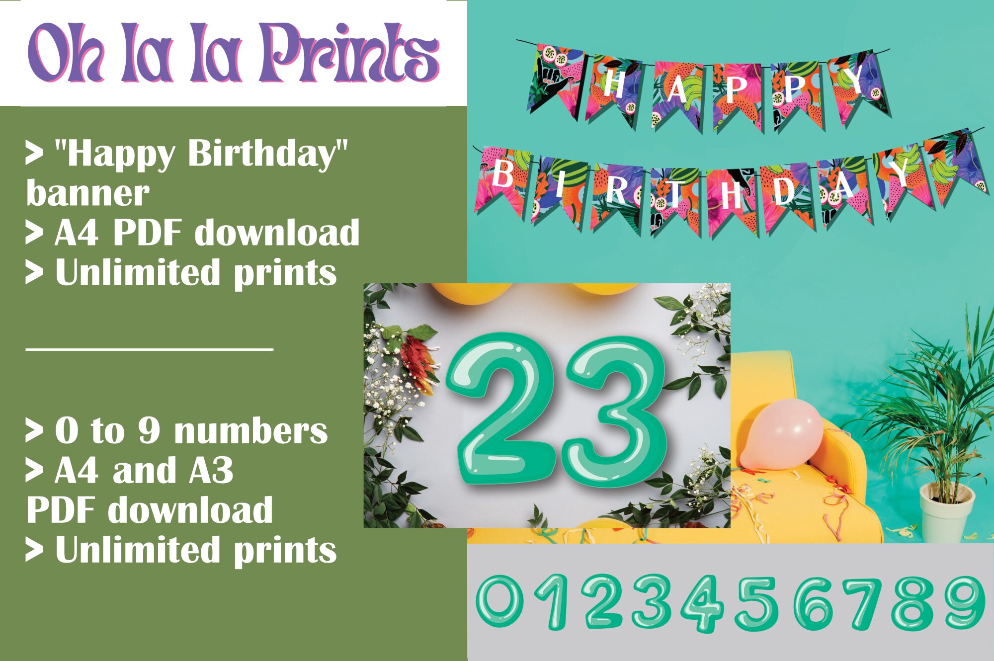 Tropical Birthday Party Bundle, Printable Birthday Pack, Printable ...