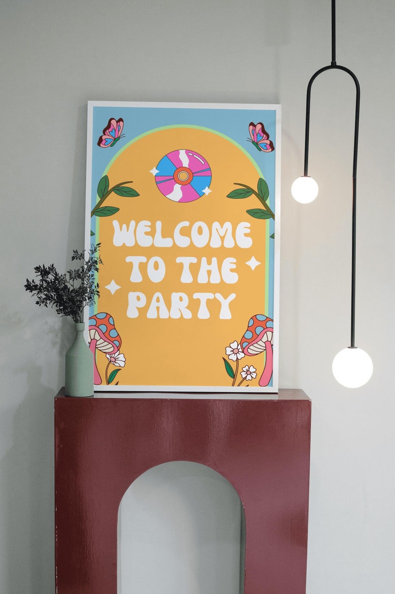 Hippie Welcome Sign, Printable Sign Party, Hippie Themed Party, DIY ...
