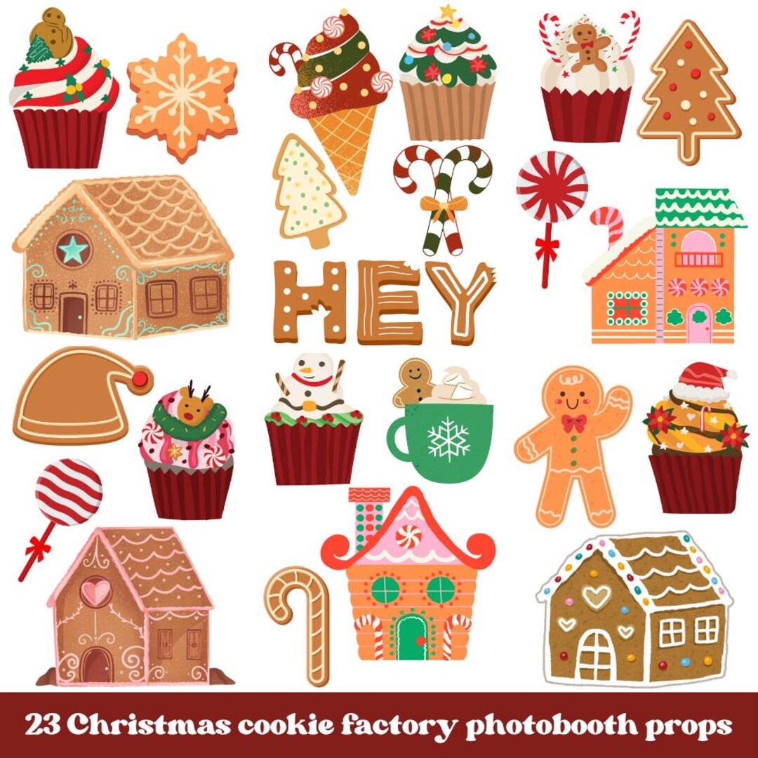 Christmas Cookie Factory Props, Printable Party Decor, Cute Gingerbread ...