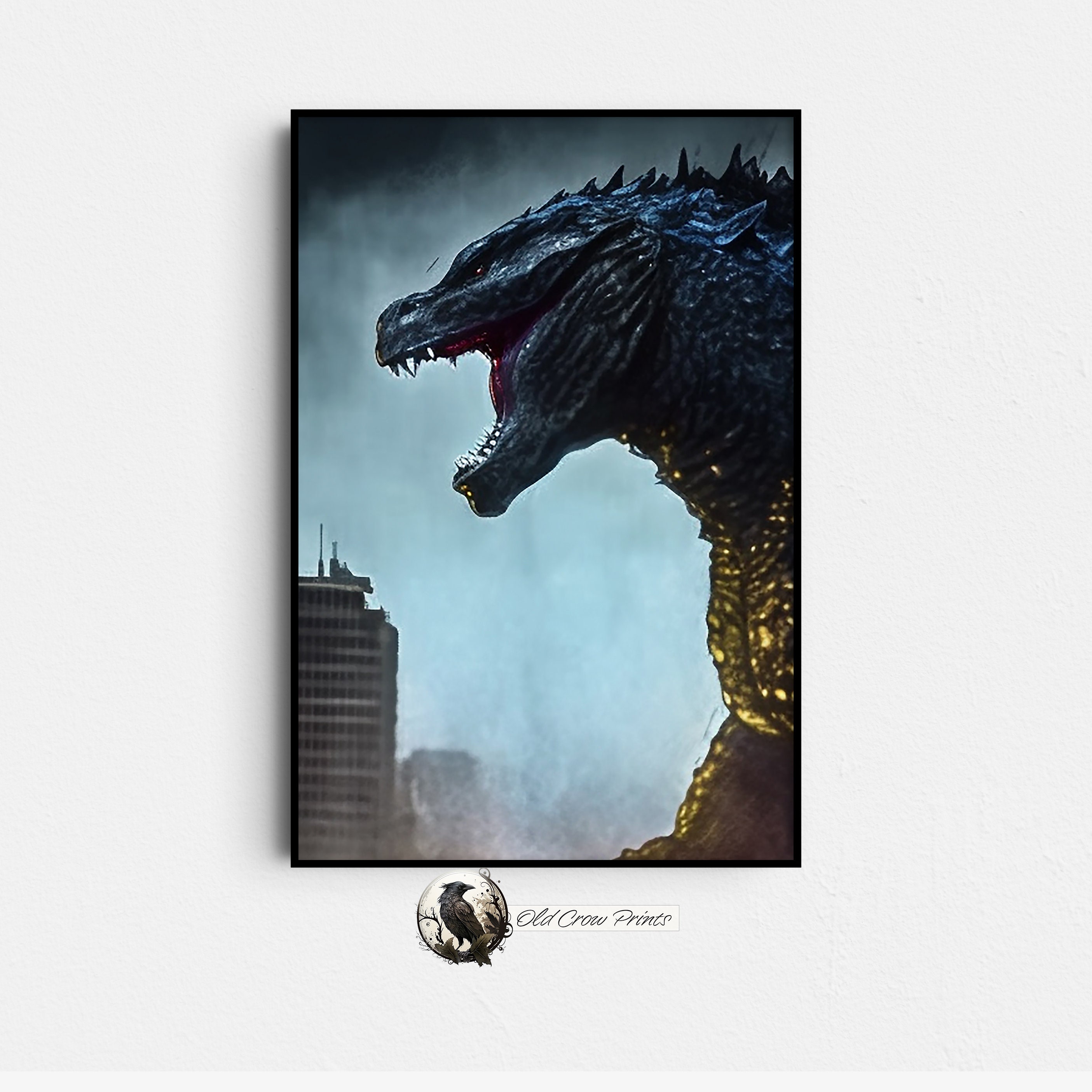 Godzilla Profile Watercolor, Godzilla Gifts for Him, Monster Movie ...
