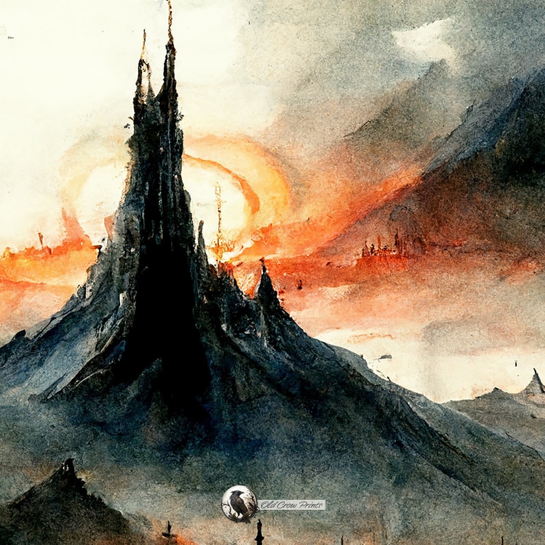 Lord of the Rings Mordor Watercolor Painting, Fantasy Art, JRR Tolkien ...
