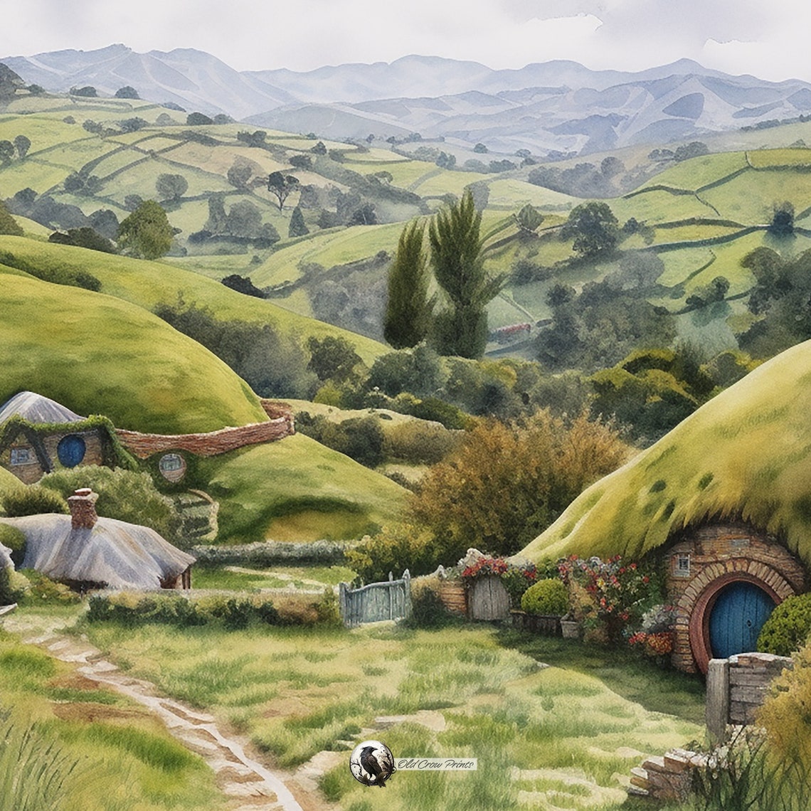 The Shire Painting, the Lord of the Rings Art, Fantasy Art, Jrr Tolkien, Fantasy Painting, "in a ...