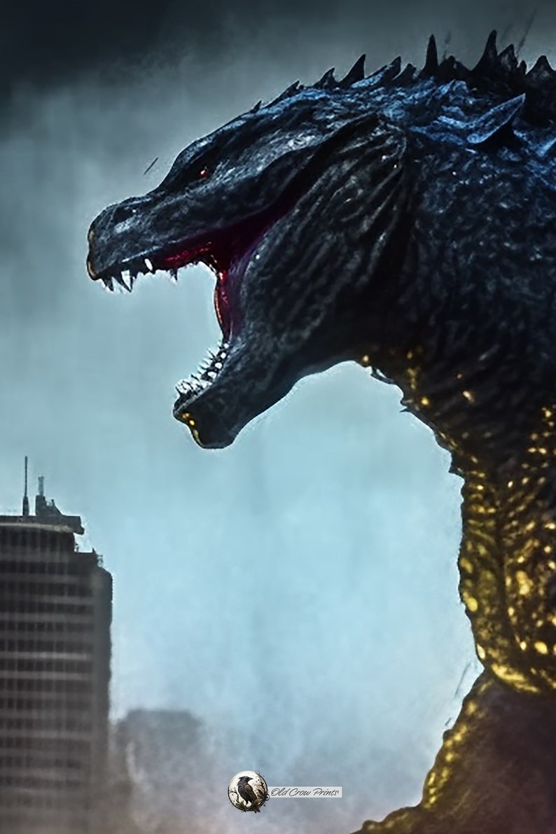 Godzilla Profile Watercolor, Godzilla Gifts for Him, Monster Movie ...