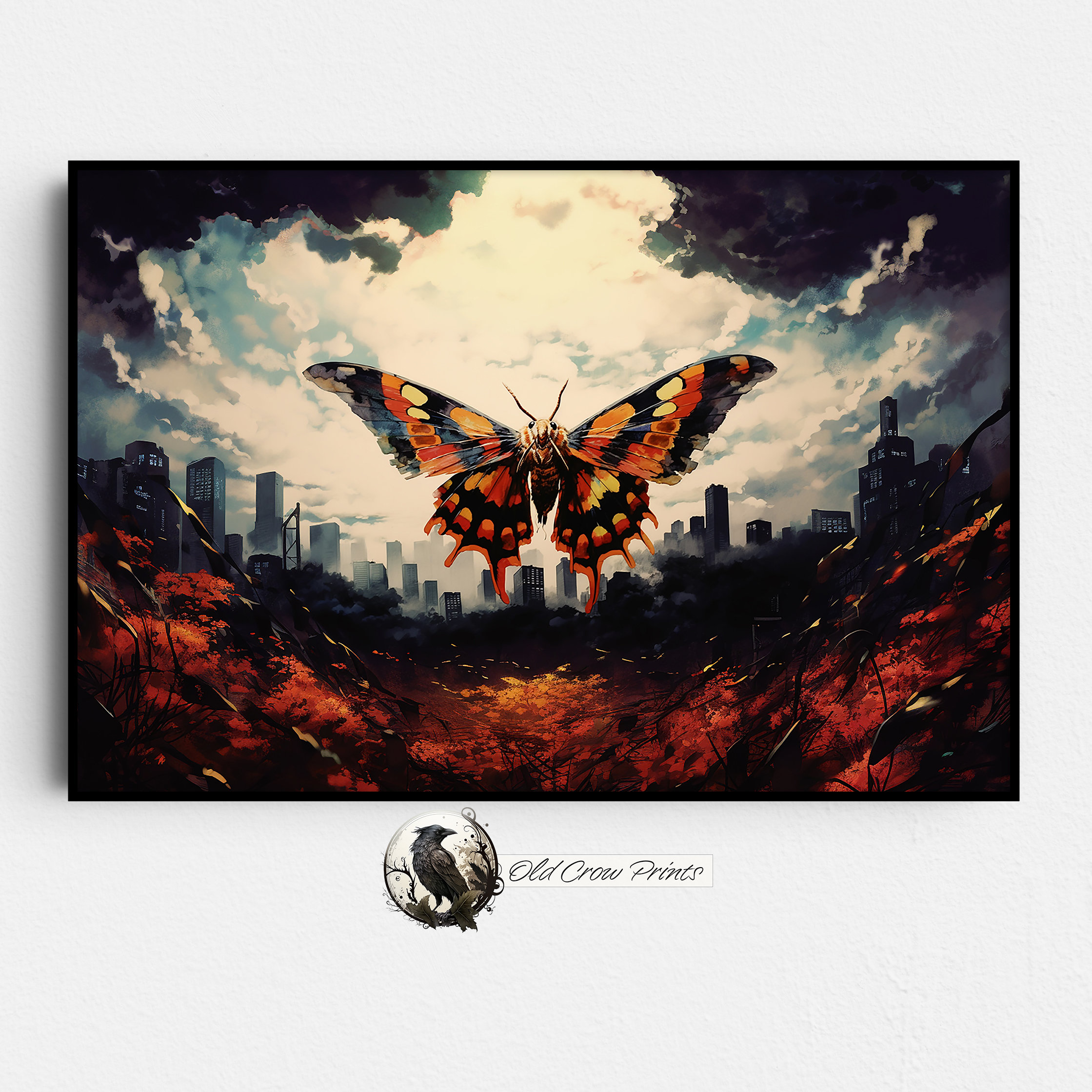 Mothra Watercolor Painting, Godzilla Gifts for Him, Monster Movie Home ...