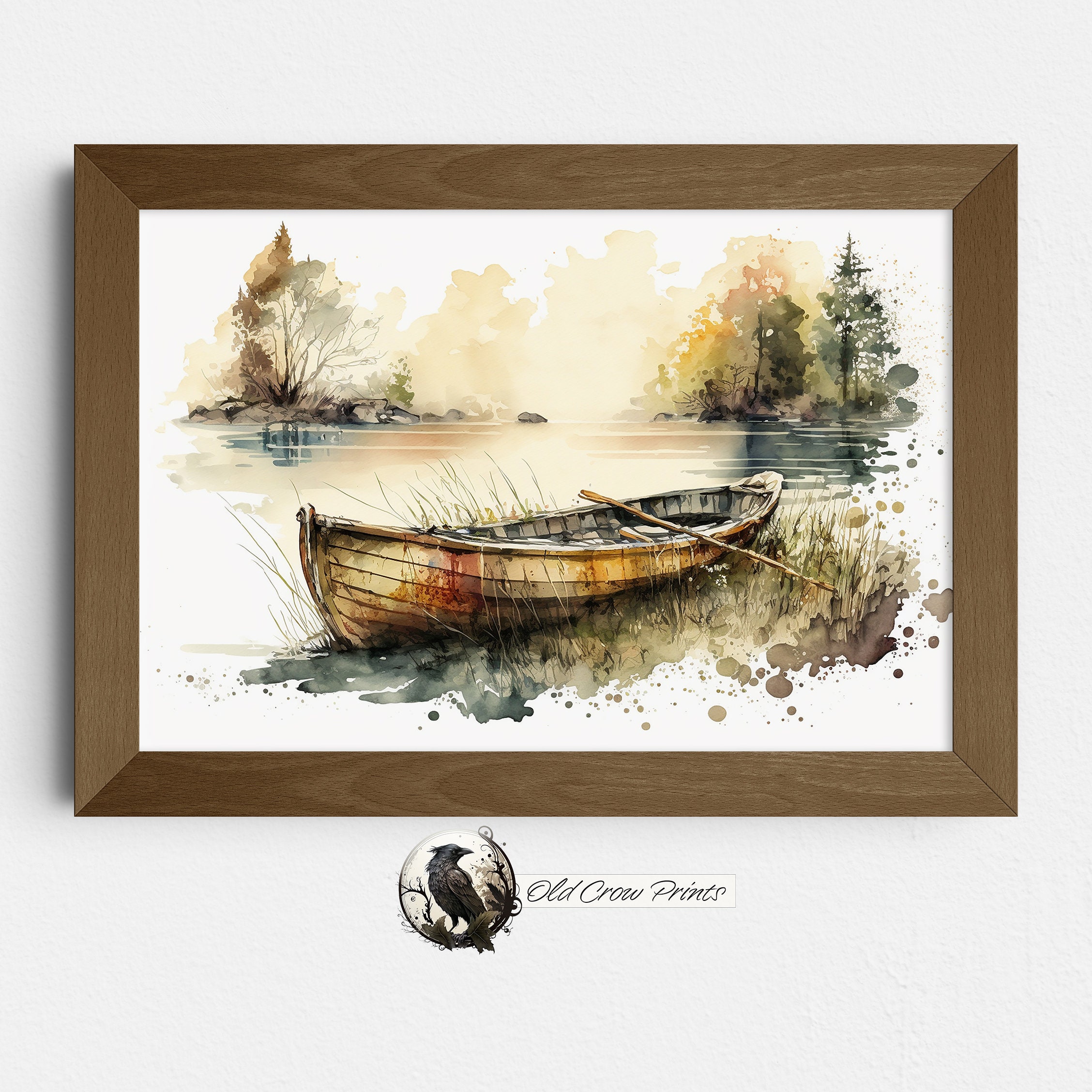 The Forgotten Canoe, Watercolor Painting, Digital Print, Boat Wall Art ...