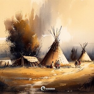 Lakota in the Evening, Watercolor Painting, Digital Print, Lakota Wall ...