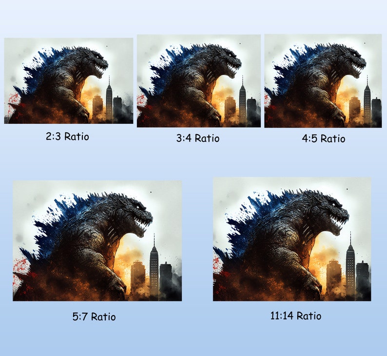 Godzilla Watercolor Rustic, Godzilla Gifts for Him, Monster Movie ...