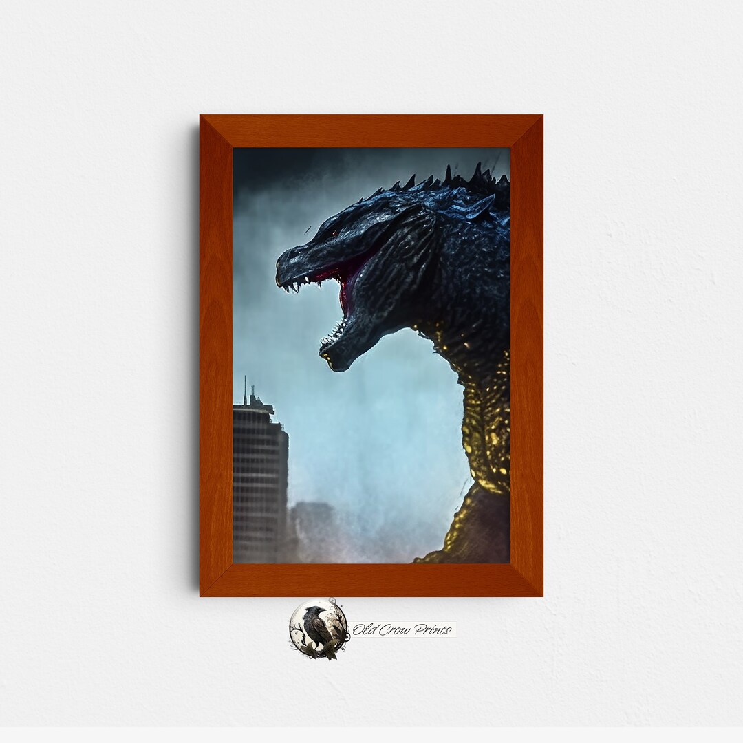 Godzilla Profile Watercolor, Godzilla Gifts for Him, Monster Movie ...