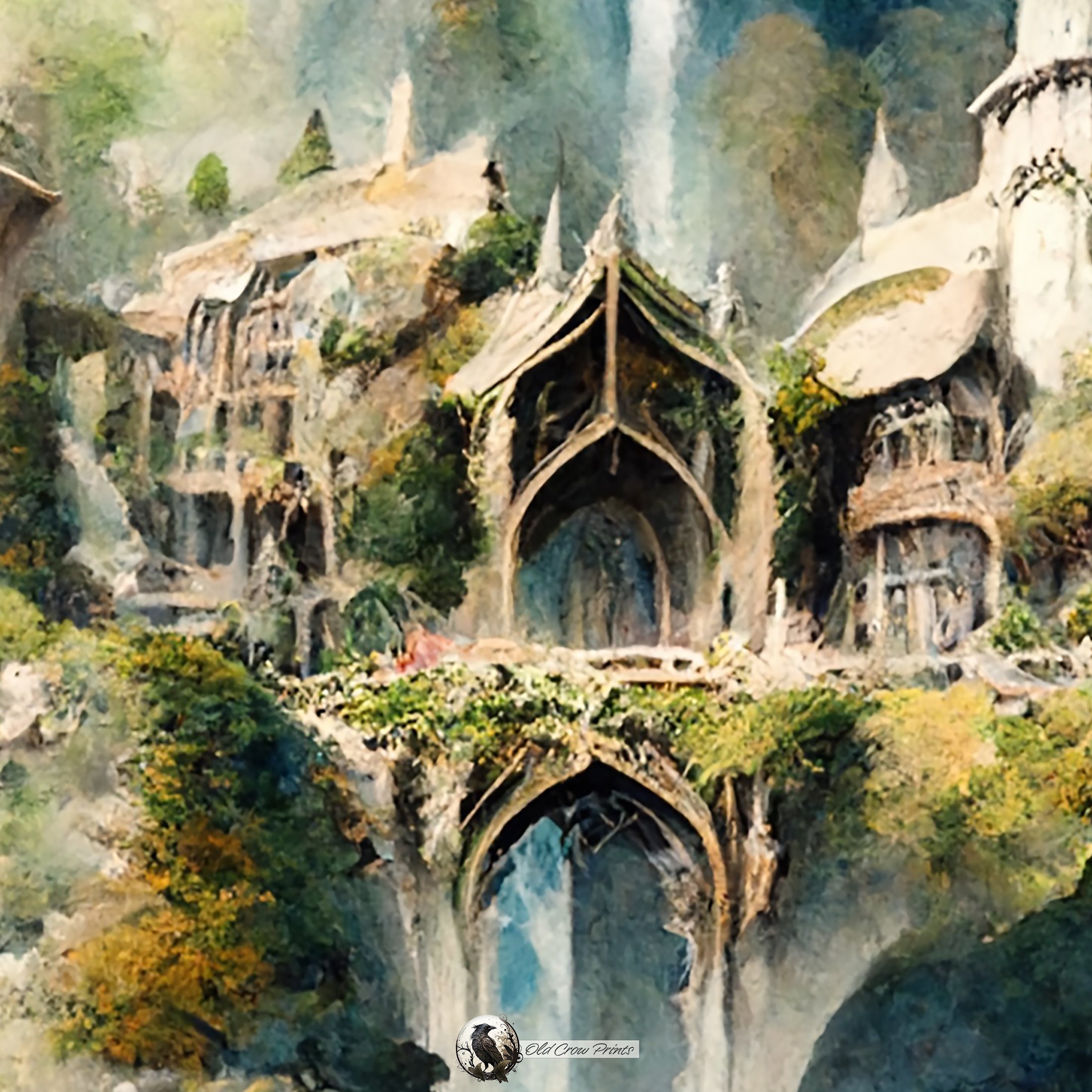 Rivendell Watercolor Painting, Lord of the Rings Art, Fantasy Art ...