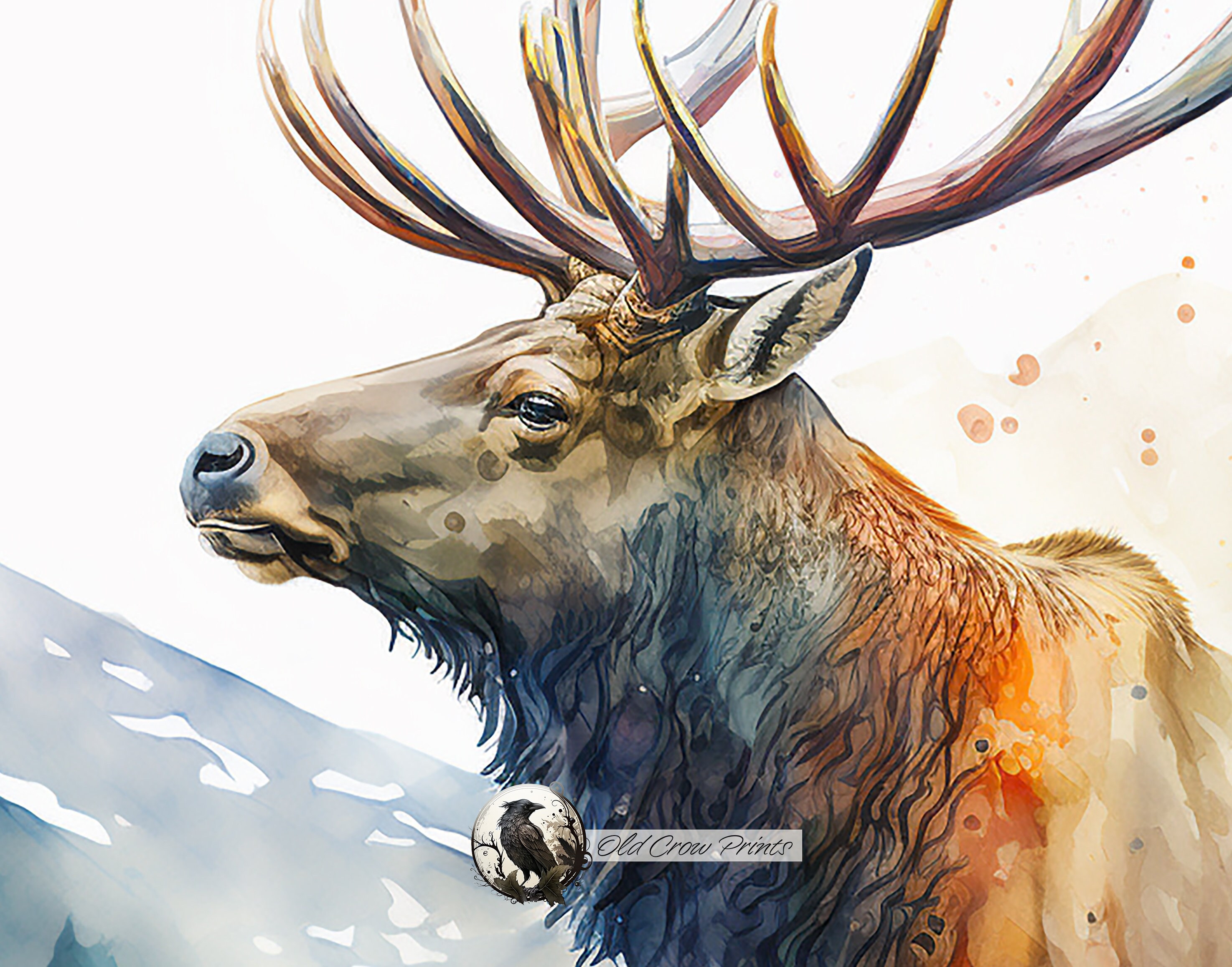 Wandering Elk, Watercolor Painting, Digital Print, Western Watercolor Artwork, Painting Print ...