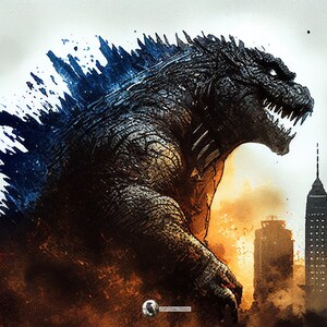 Godzilla Watercolor Rustic, Godzilla Gifts for Him, Monster Movie ...