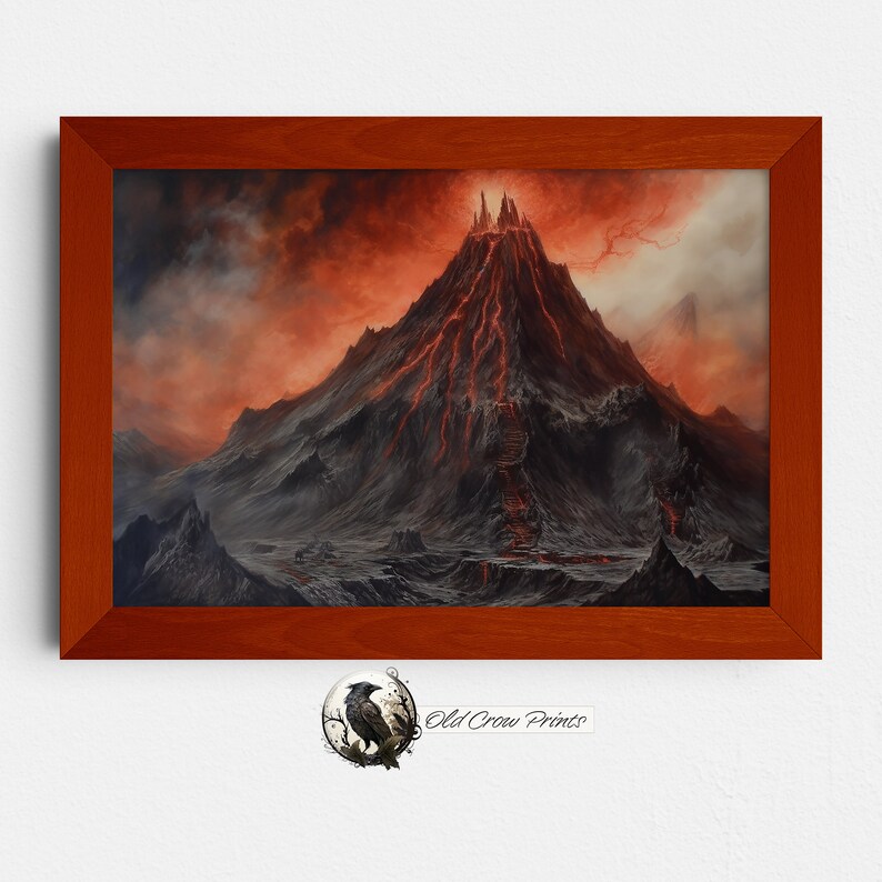 Mount Doom Watercolor Painting, Lord of the Rings, Fantasy Art, Tolkien ...