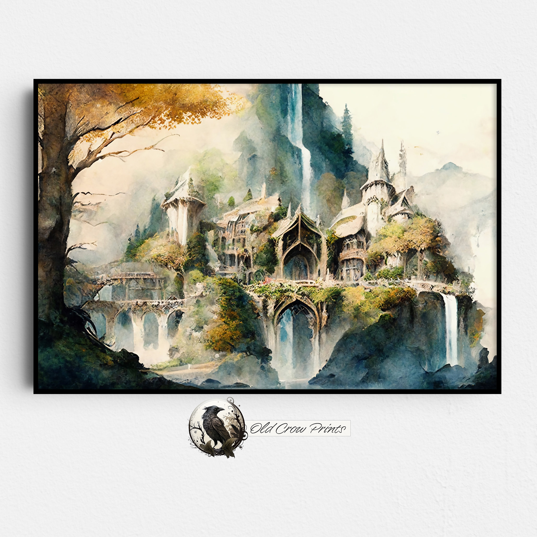 Rivendell Watercolor Painting, Lord of the Rings Art, Fantasy Art ...