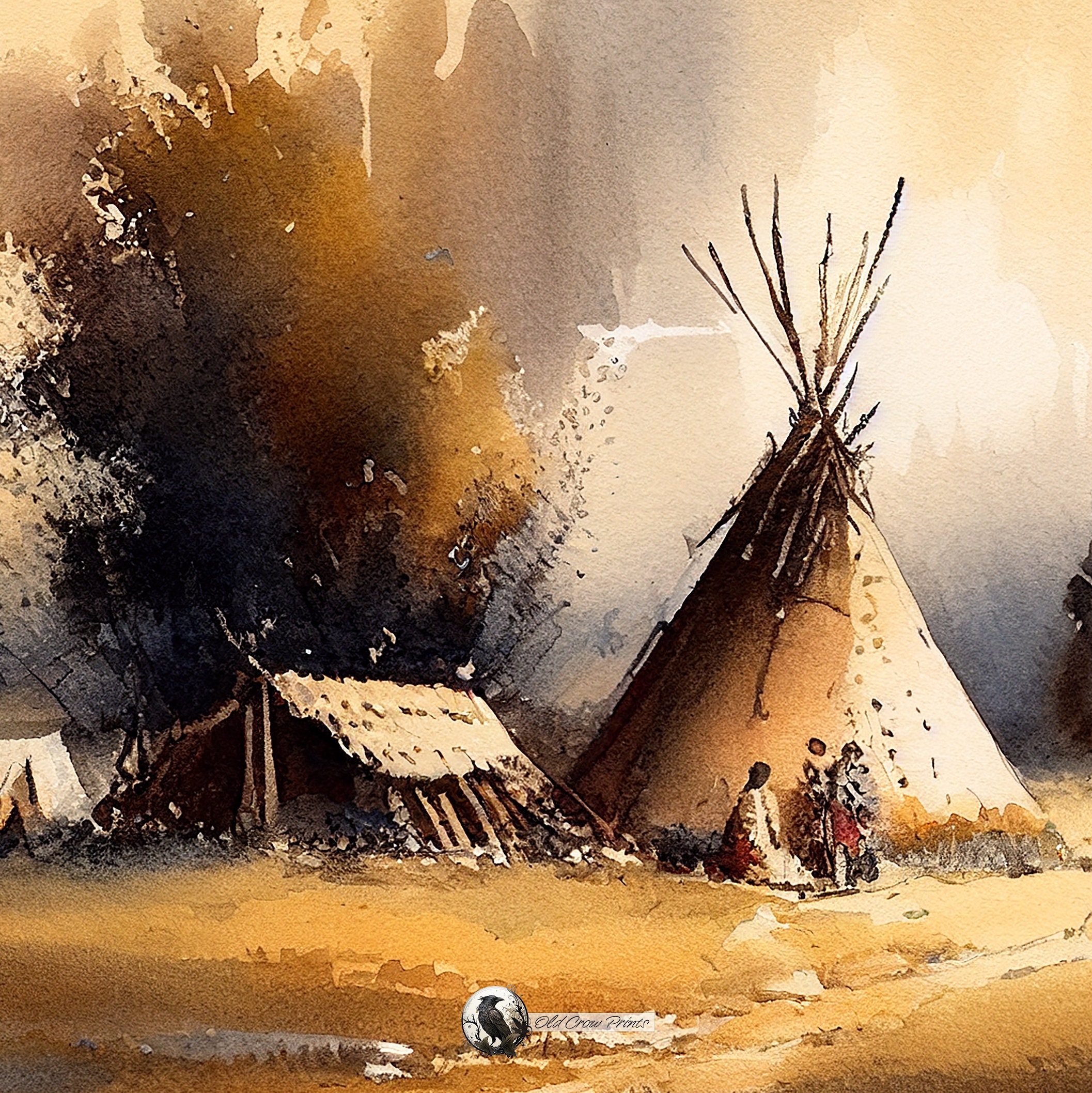 Lakota in the Evening, Watercolor Painting, Digital Print, Lakota Wall ...