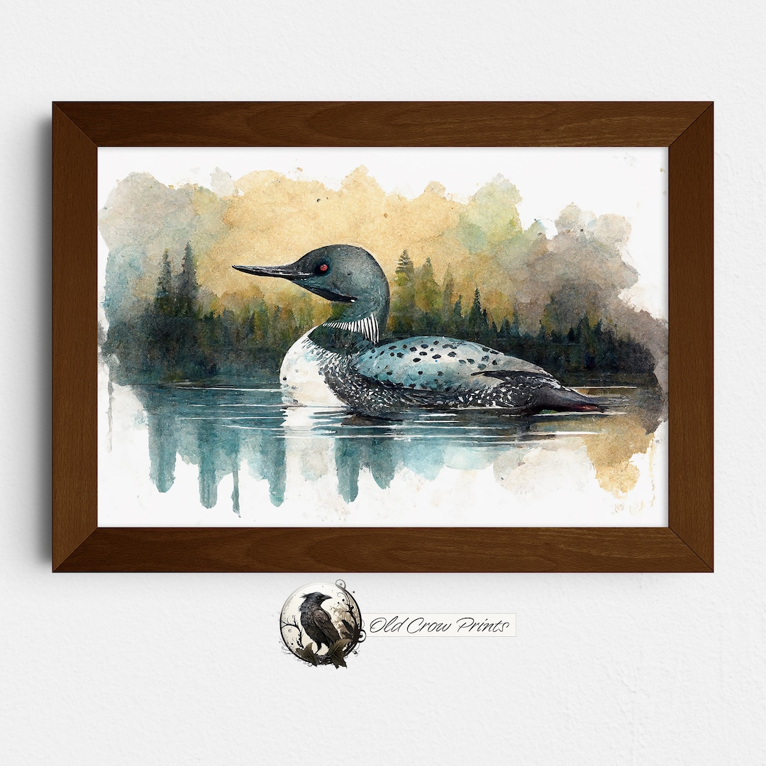 Loon on Lake Watercolor Painting, Minnesota Wildlife Wall Art, Gifts ...