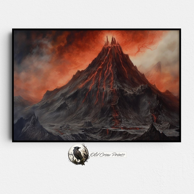 Mount Doom Watercolor Painting, Lord of the Rings, Fantasy Art, Tolkien ...