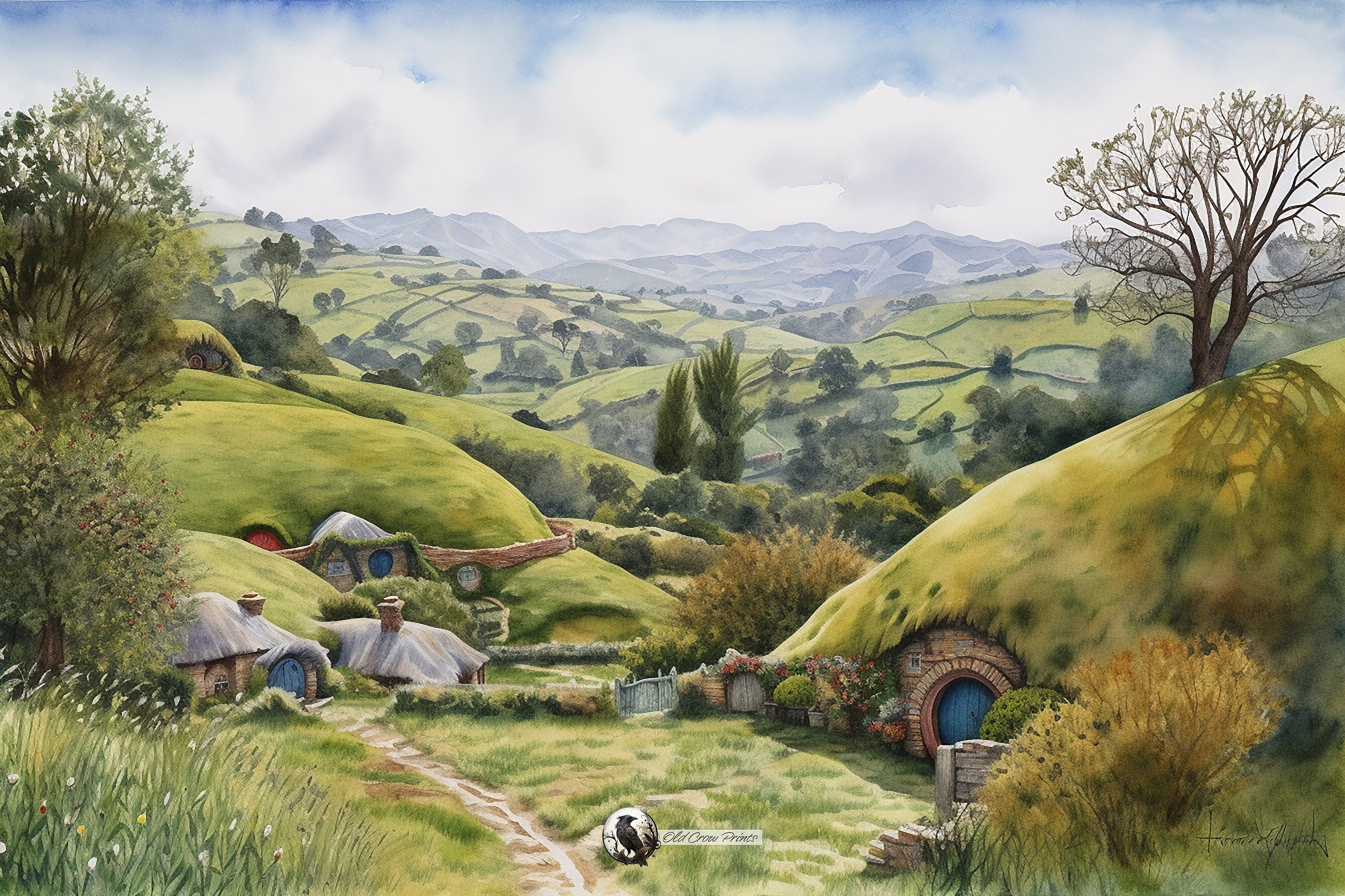 The Shire Painting, the Lord of the Rings Art, Fantasy Art, Jrr Tolkien ...