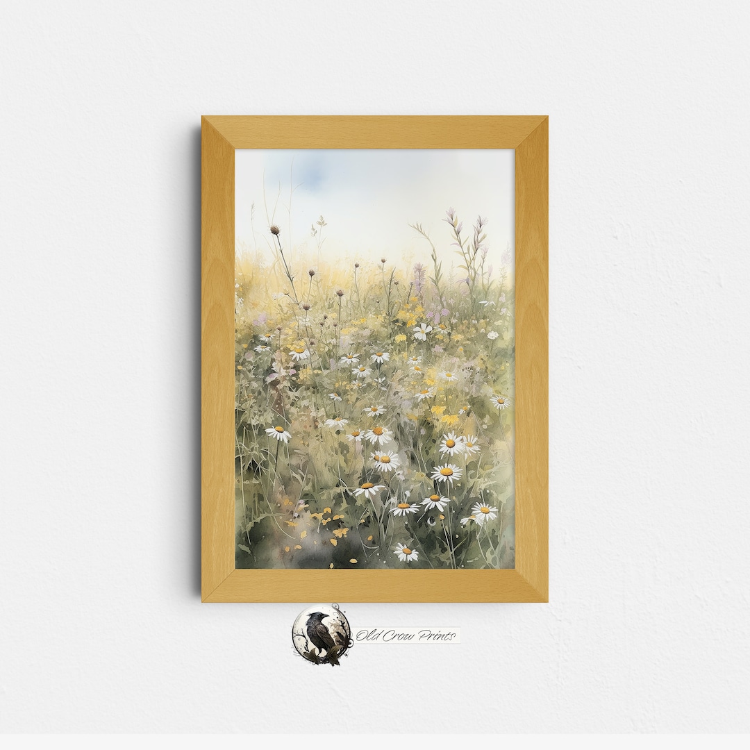 Muted Wildflower Portrait -3, Spring Meadow, Watercolor, Digital Print ...