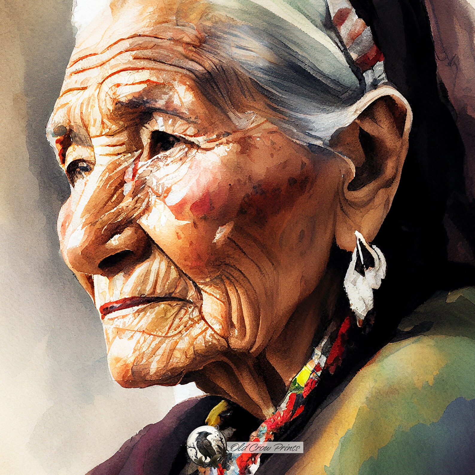 Lakota Grandmother, Watercolor Painting, Digital Print, Lakota Wall Art ...