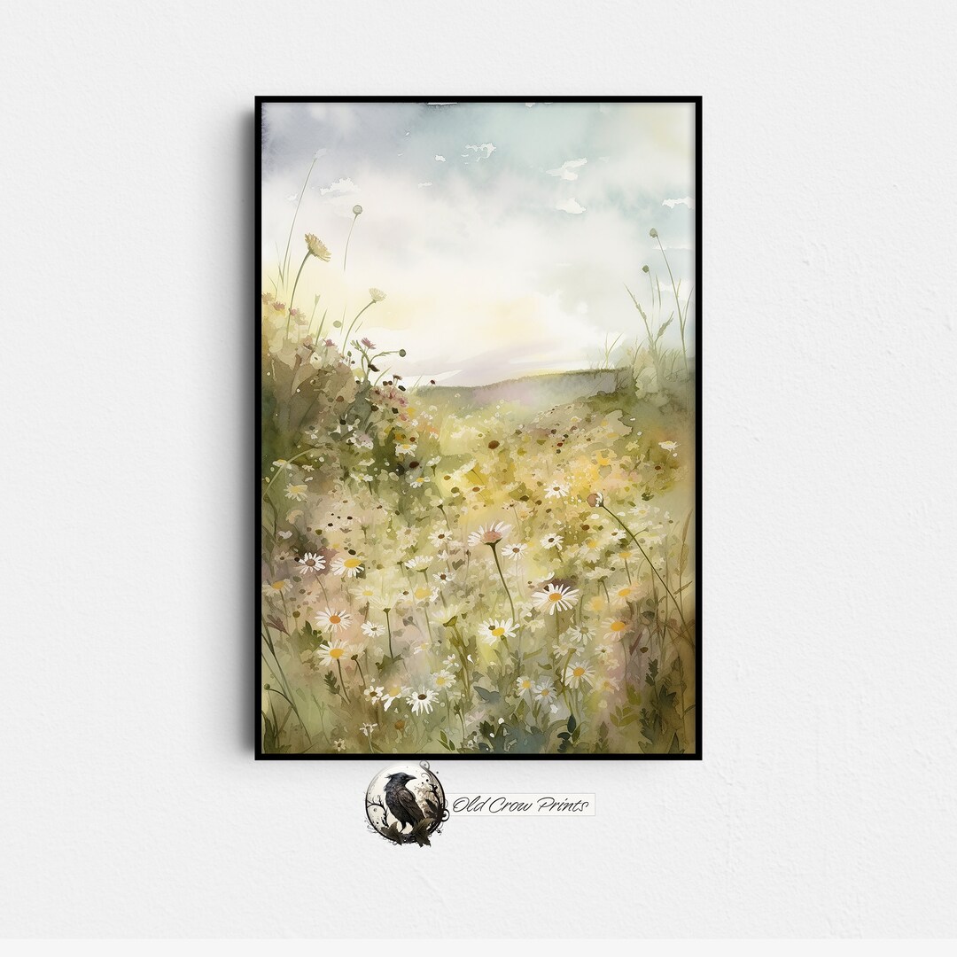 Muted Wildflower Portrait, Spring Meadow, Watercolor, Digital Print ...