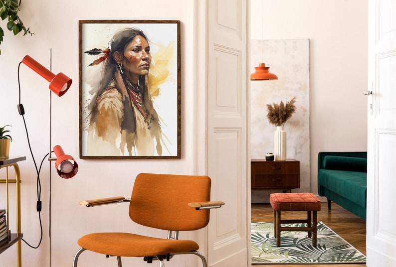 Lakota Woman, Watercolor Painting, Digital Print, Lakota Wall Art ...