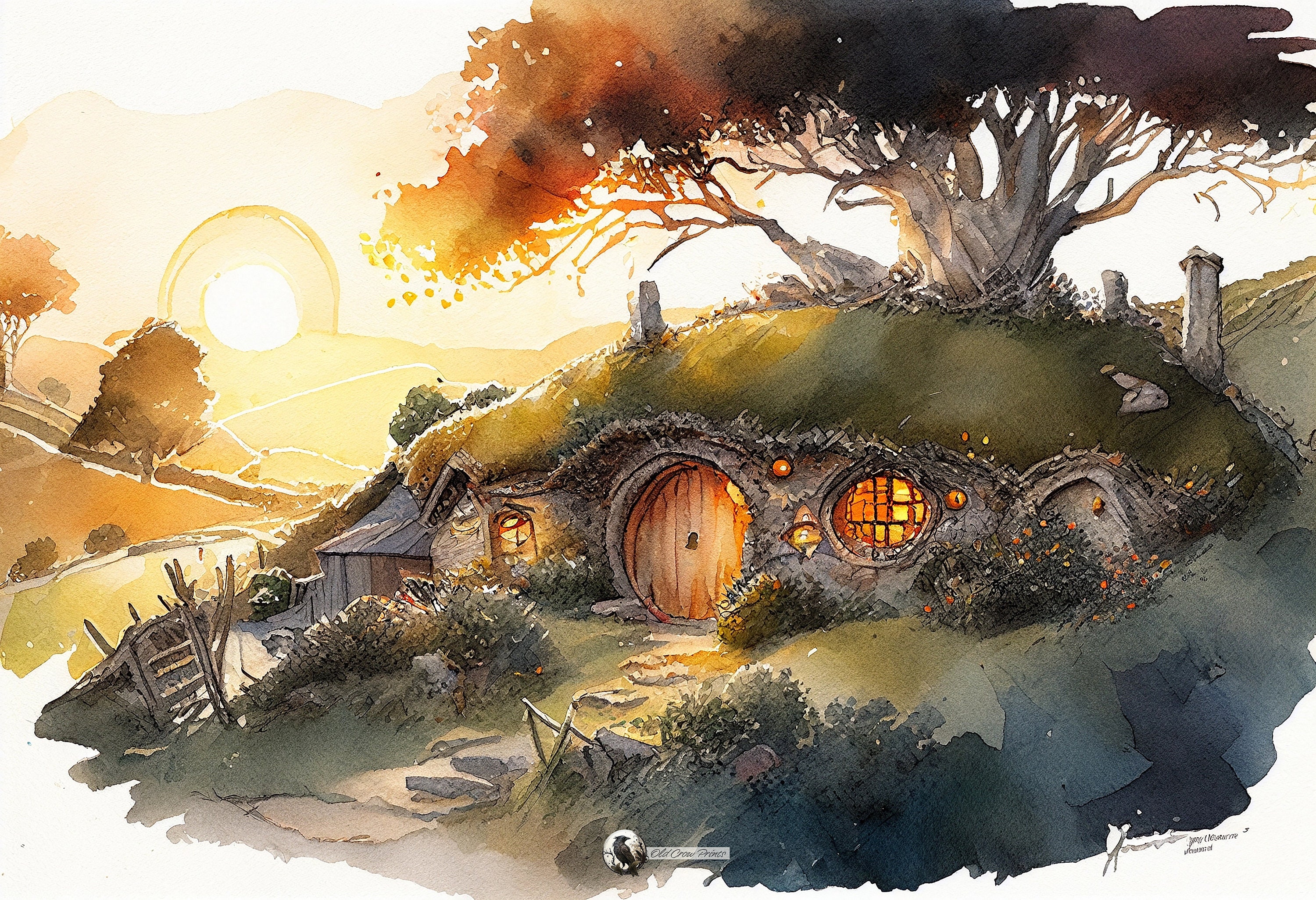 Bag End Sunrise Painting, Lord of the Rings Art, Fantasy Art, Tolkien ...