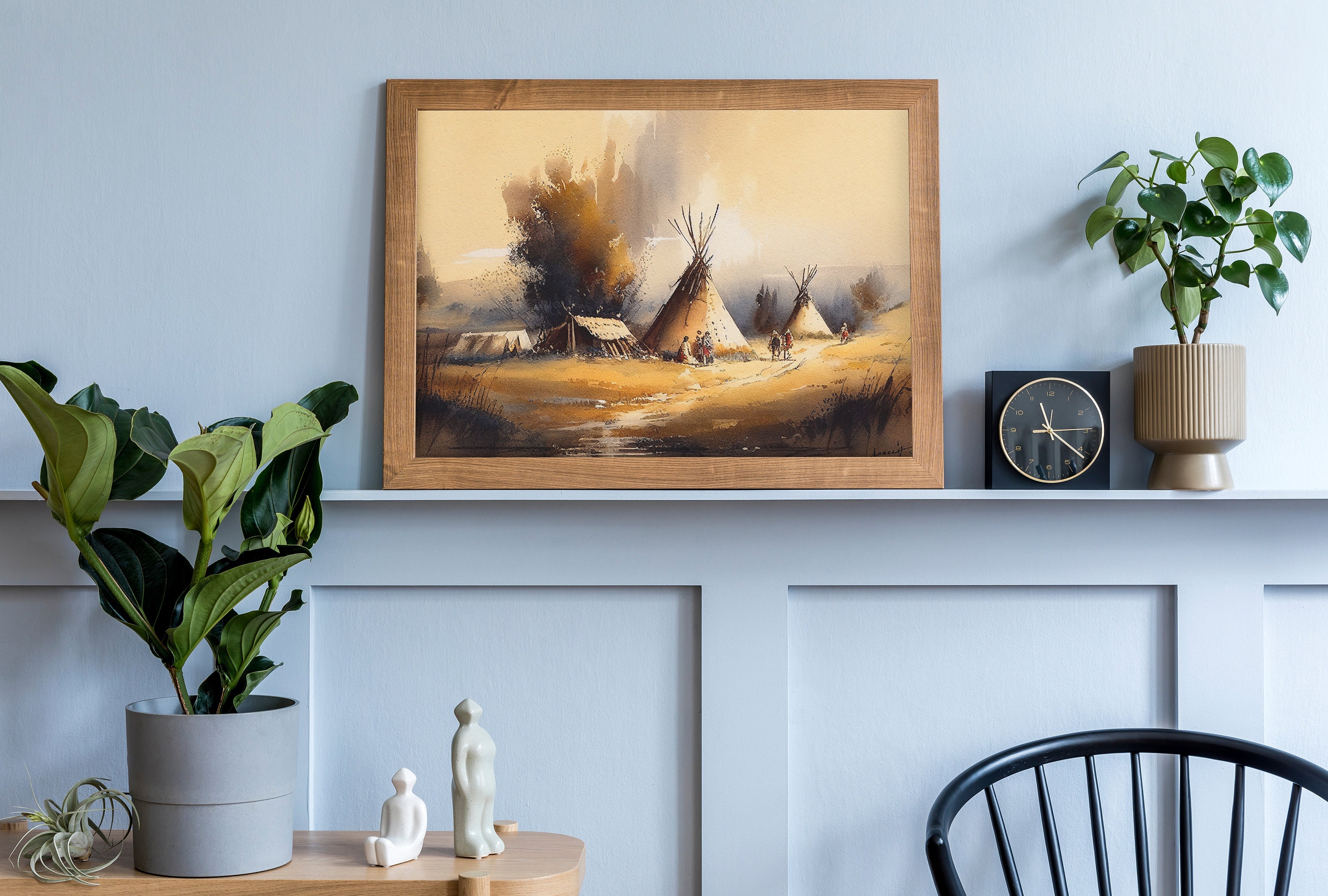 Lakota in the Evening, Watercolor Painting, Digital Print, Lakota Wall ...