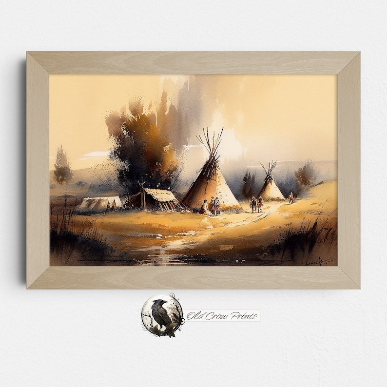 Lakota in the Evening, Watercolor Painting, Digital Print, Lakota Wall ...