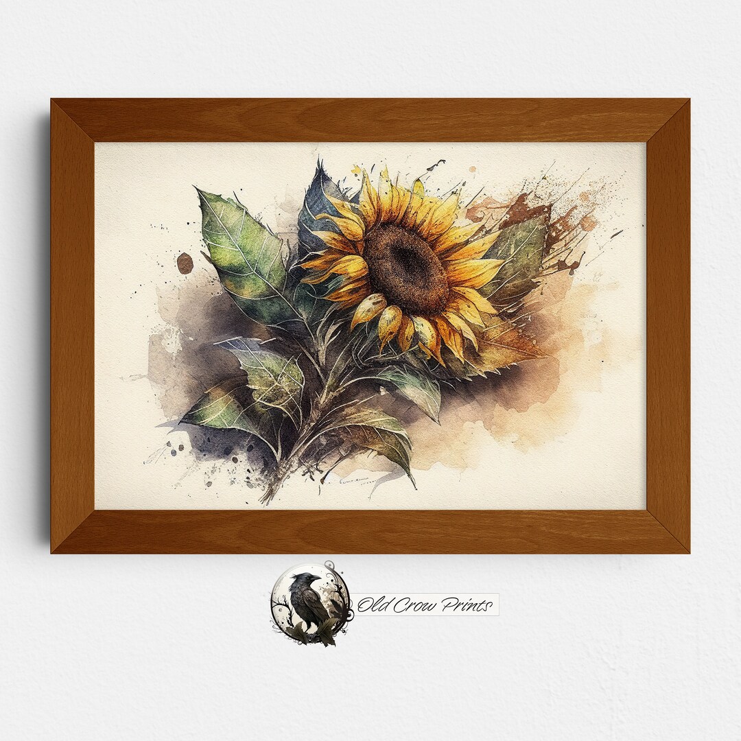 Rustic Sunflower Watercolor Print, Sunflower Painting, Farmhouse ...