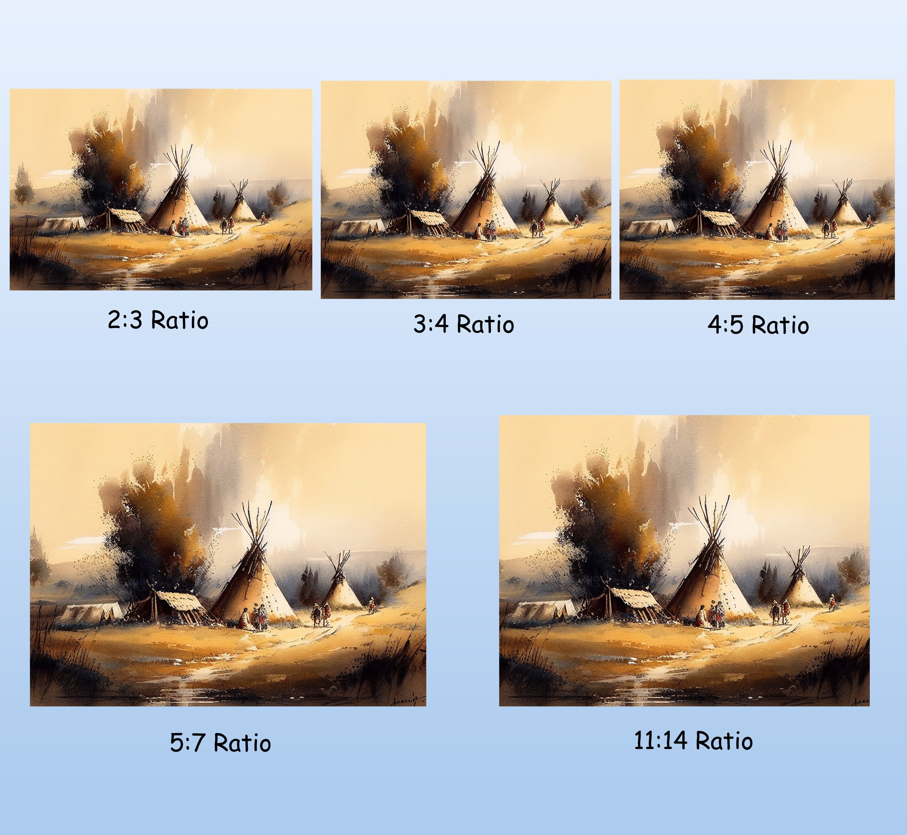 Lakota in the Evening, Watercolor Painting, Digital Print, Lakota Wall ...